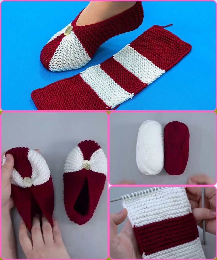 臨 How to Make Simple Slippers on 2 Knitting Needles - Crochet learning